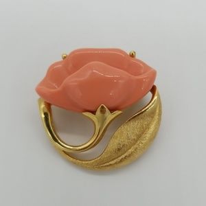 Vintage | Jewelry | Vintage Avon Pink Flower Goldtone Pin Brooch | Poshmark